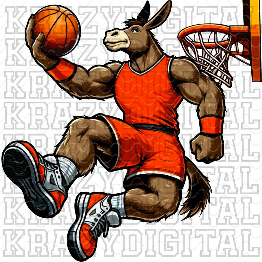 Orange Donkey Basketball PNG, Zoo Animal Basketball Design, Burro ...