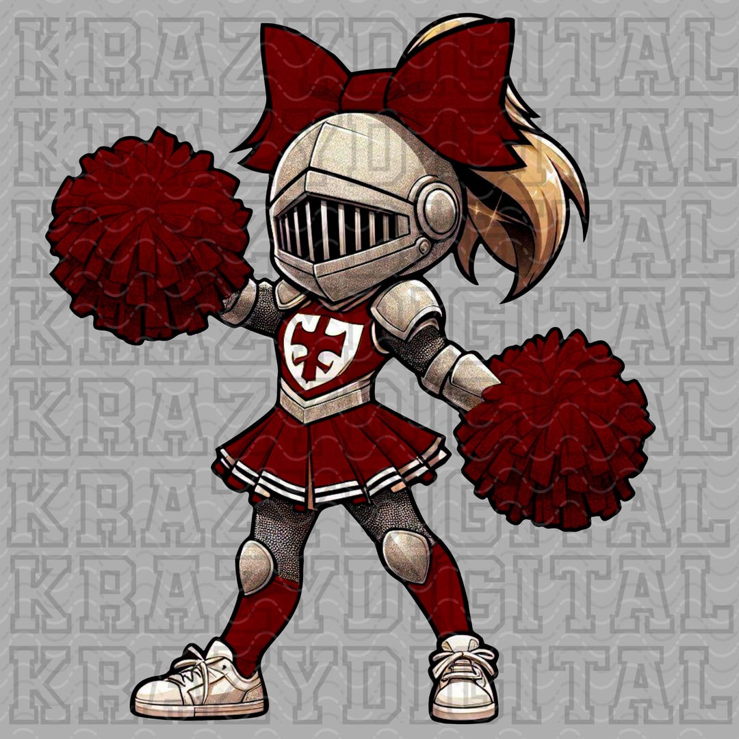 Maroon Knight Mascot Cheerleader PNG, Maroon Girl Knight Mascot Design ...