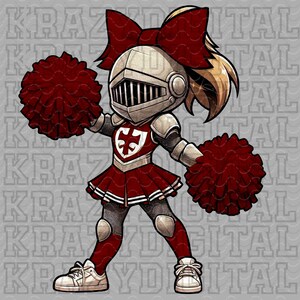 Maroon Knight Mascot Cheerleader PNG, Maroon Girl Knight Mascot Design ...