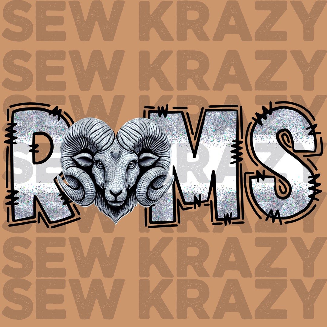 Rams Rhinestone Mascot PNG, Rams Faux Rhinestone Mascot PNG, Rams ...