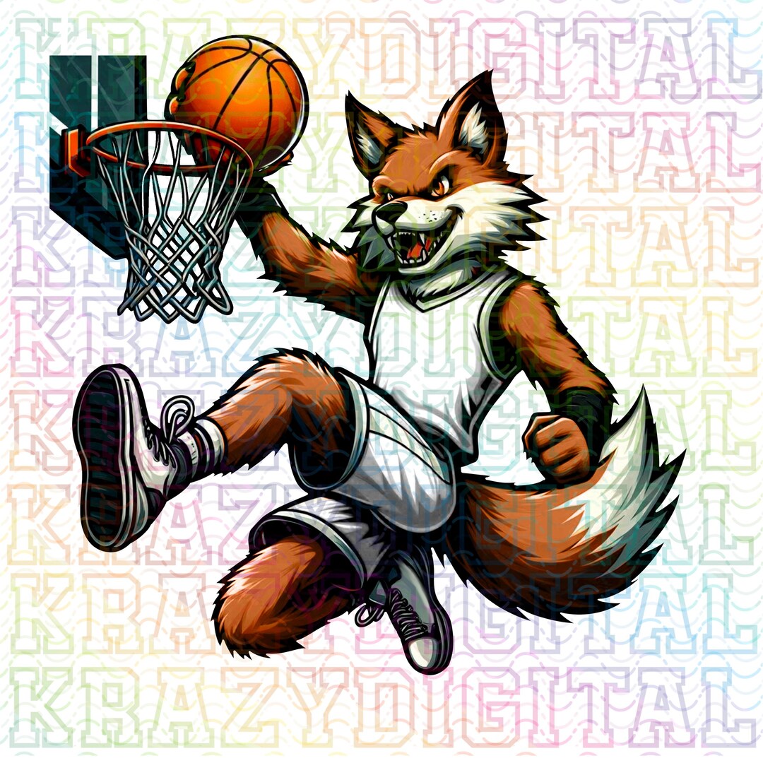 Fox White Basketball PNG, Fox Boy White Design PNG, White Fox School ...