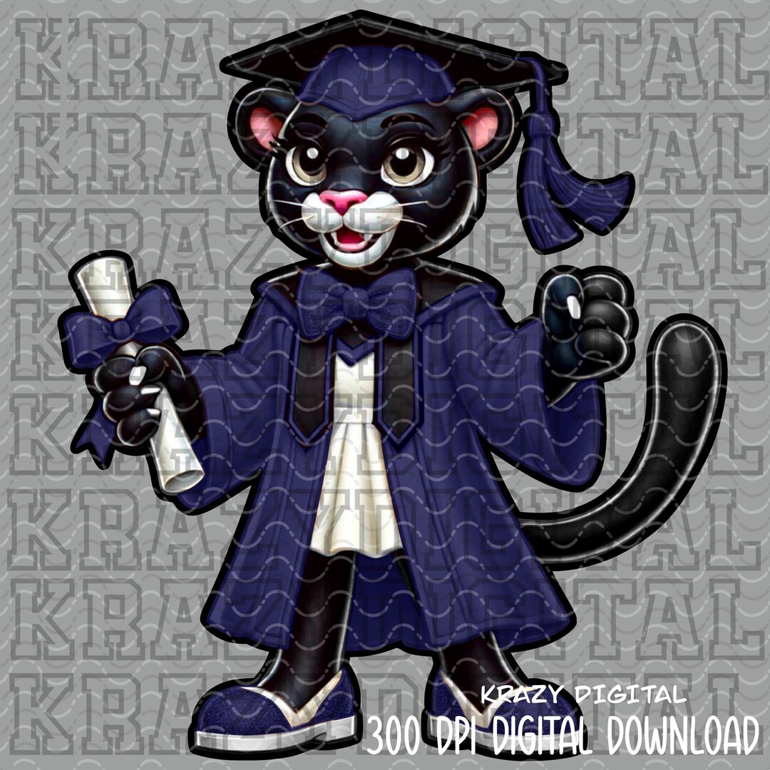 Panther Girl Navy Mascot Graduation PNG, Panther Senior Mascot, Panther ...