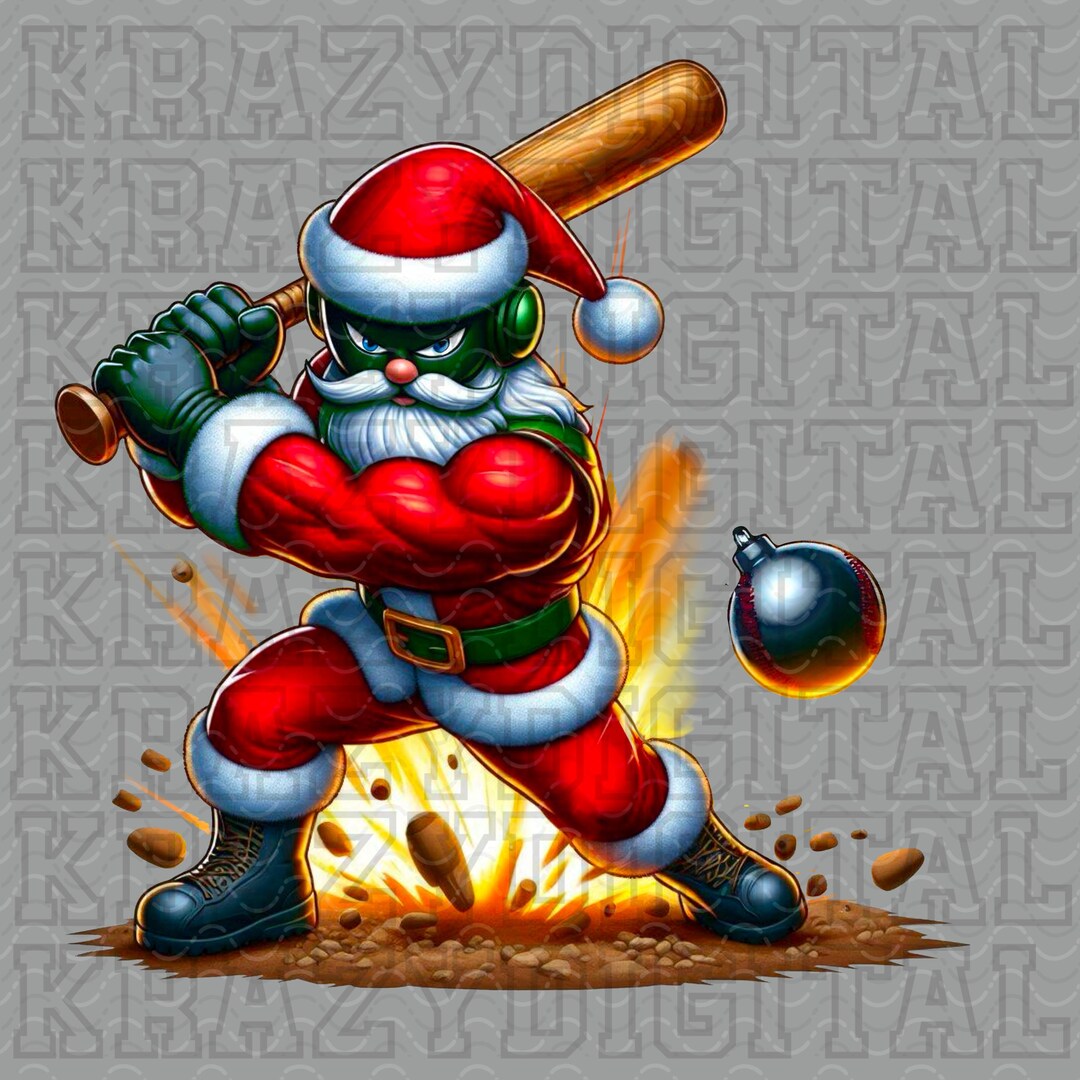 Christmas Santa Baseball PNG, Fun Santa Hitting Bombs Design, Christmas ...