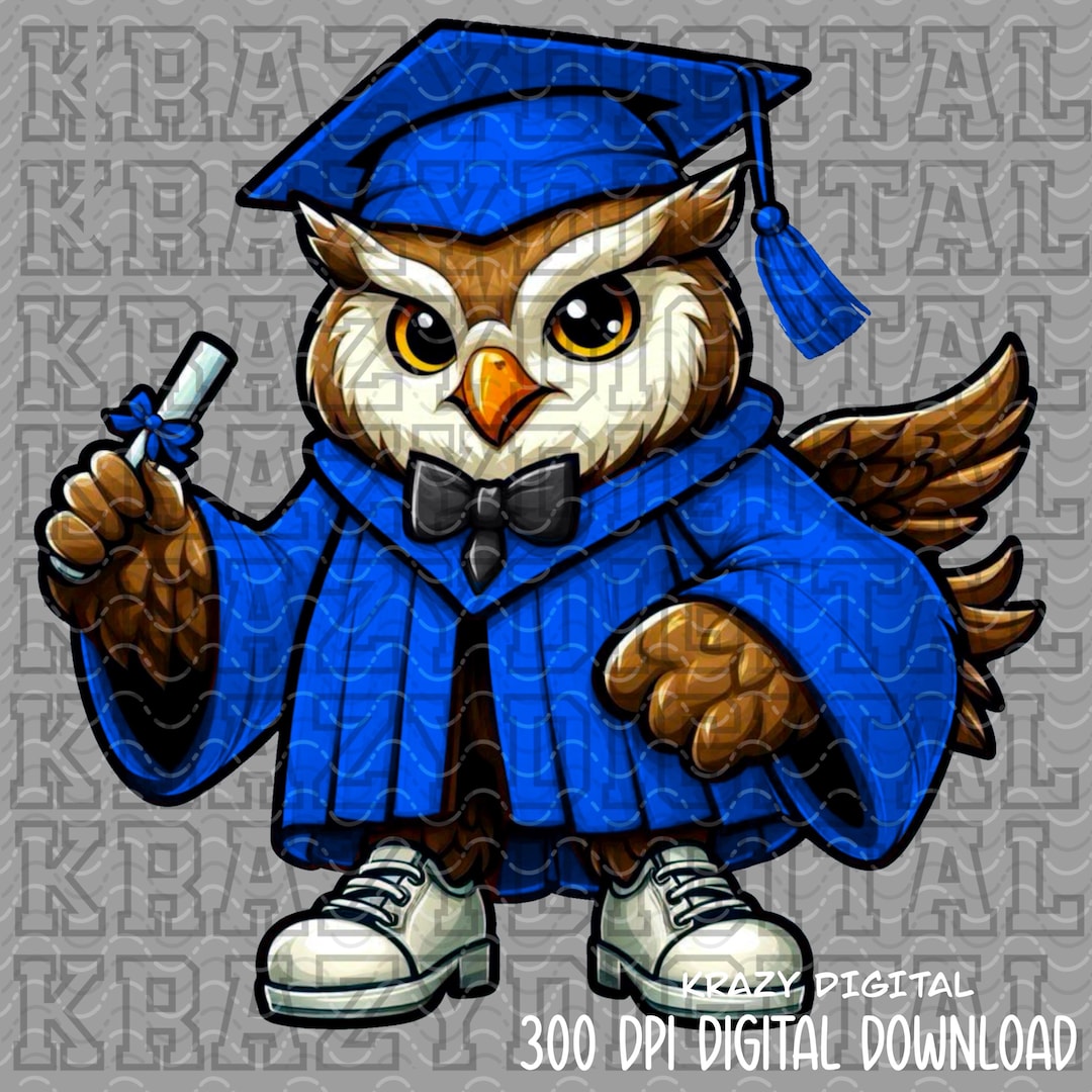 Blue Owl Graduation PNG, Owl Senior Mascot, Owl Graduation PNG, Owl Boy ...