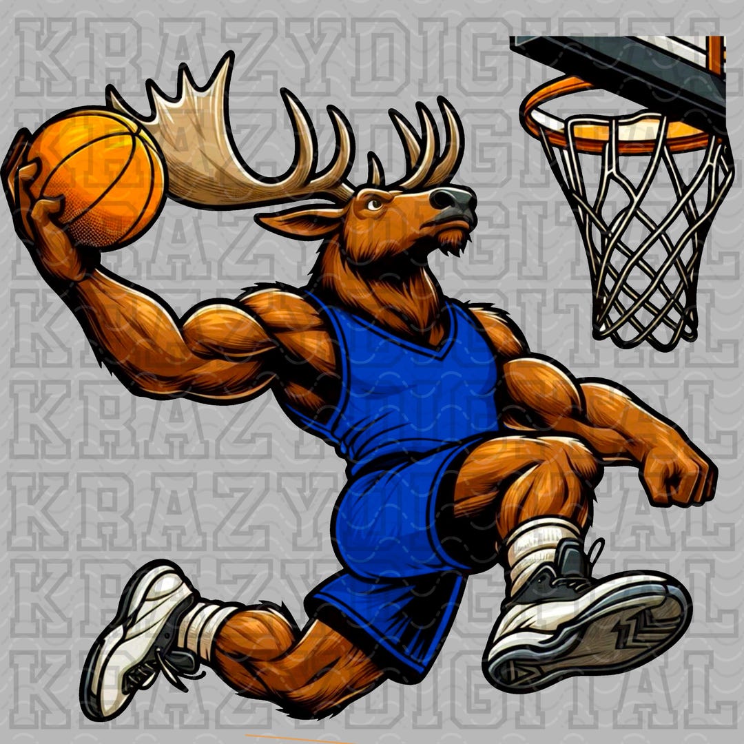 Elk Blue Mascot Basketball PNG, Elk Basketball Mascot, Dunking ...