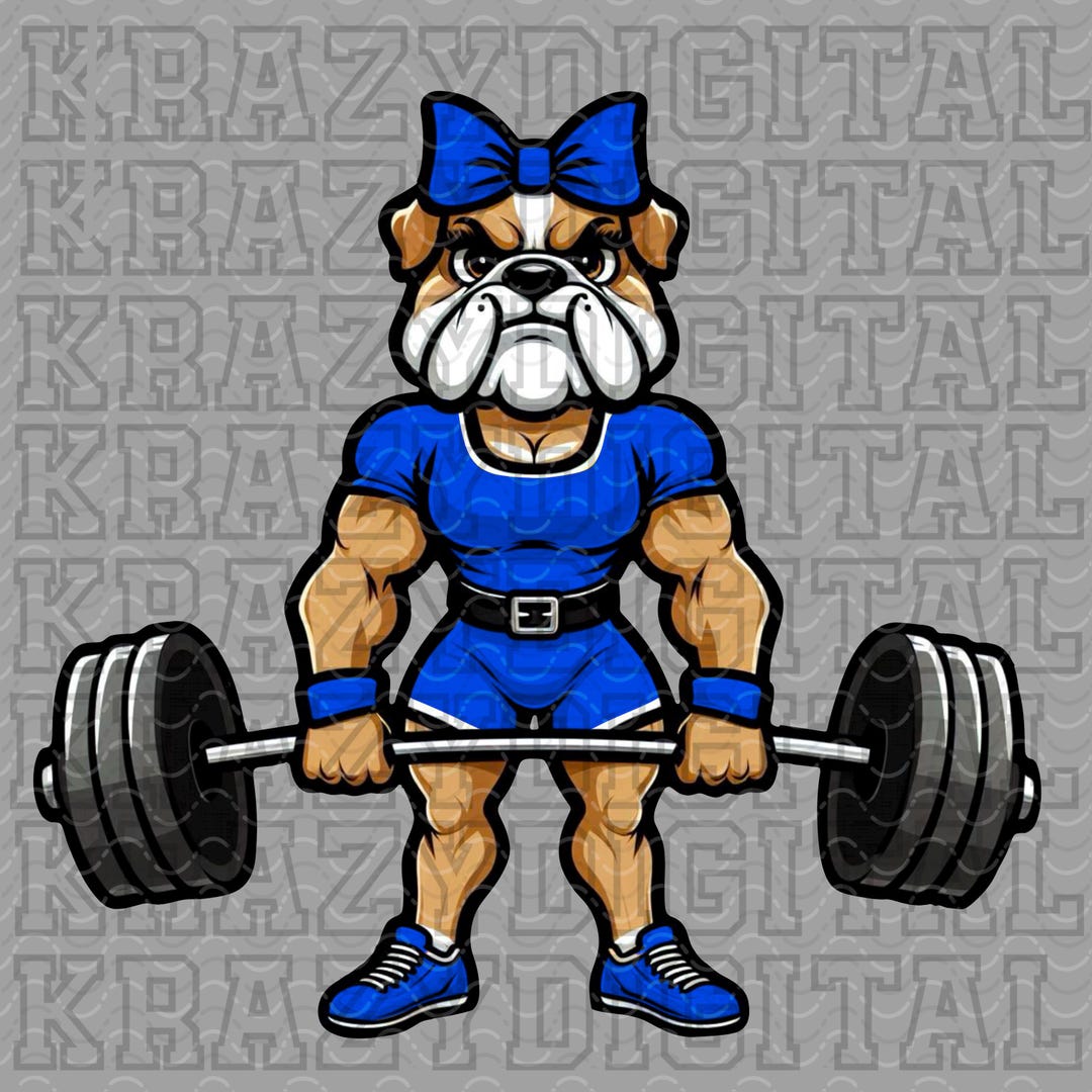 Lady Bulldog Blue Powerlifting PNG, Girly Bulldog Sports Design, Strong ...