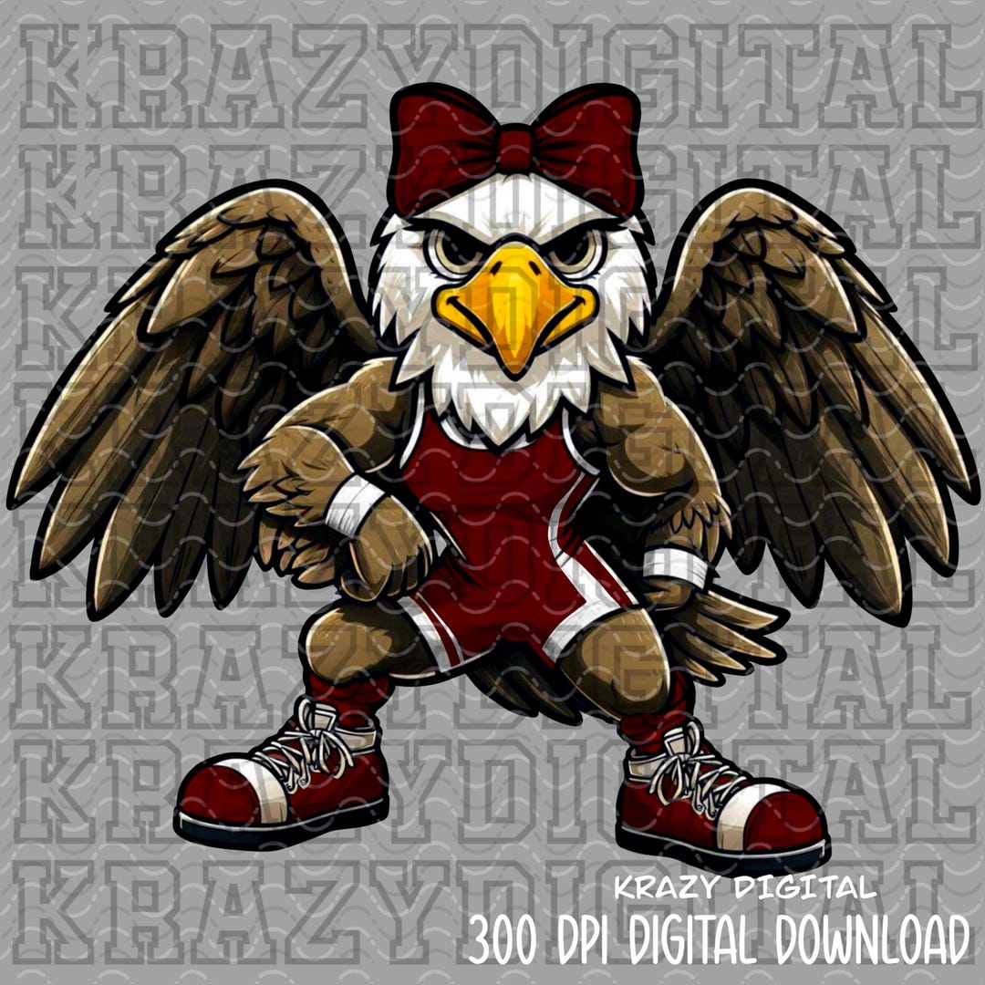 Lady Eagles Maroon Wrestling Mascot PNG, Eagle Girl Strong Spirit ...