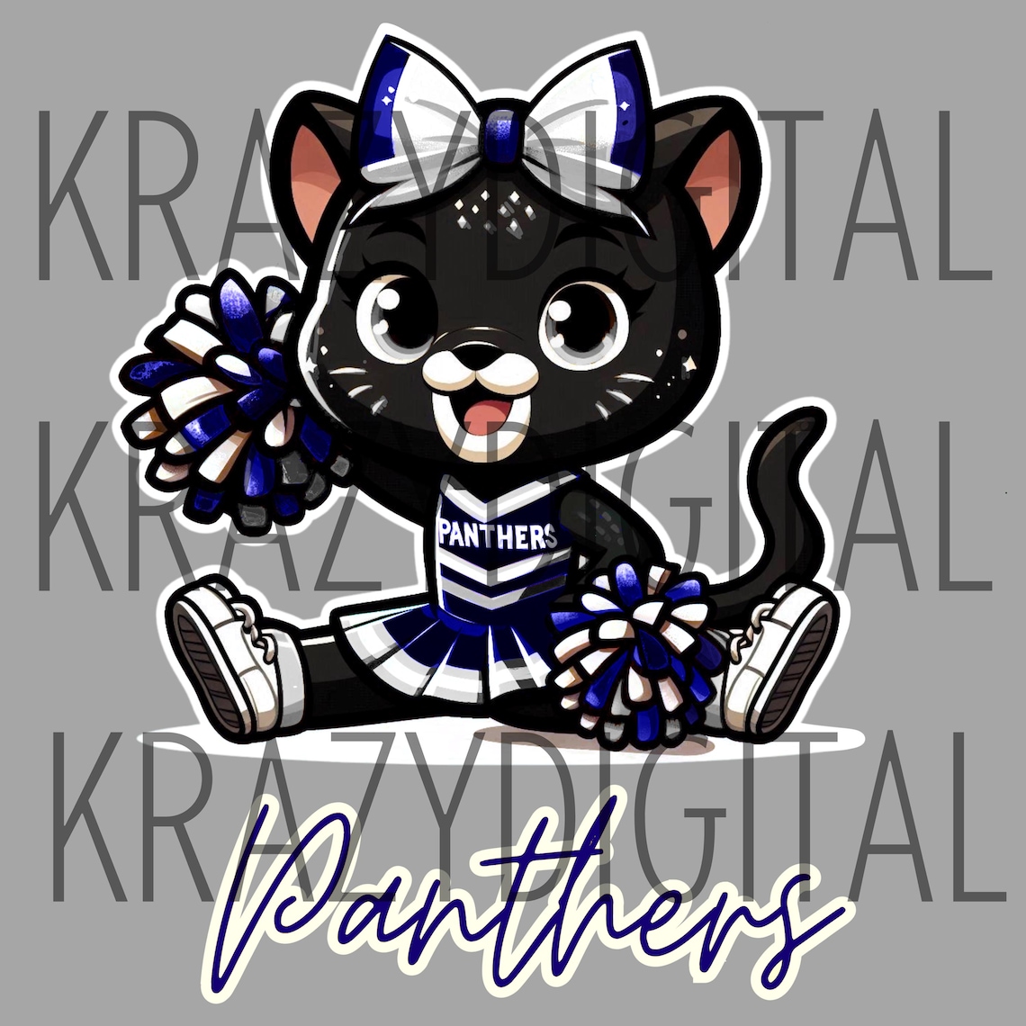Panthers Navy White Cheerleader PNG, Panthers Cheer Navy PNG, Little ...