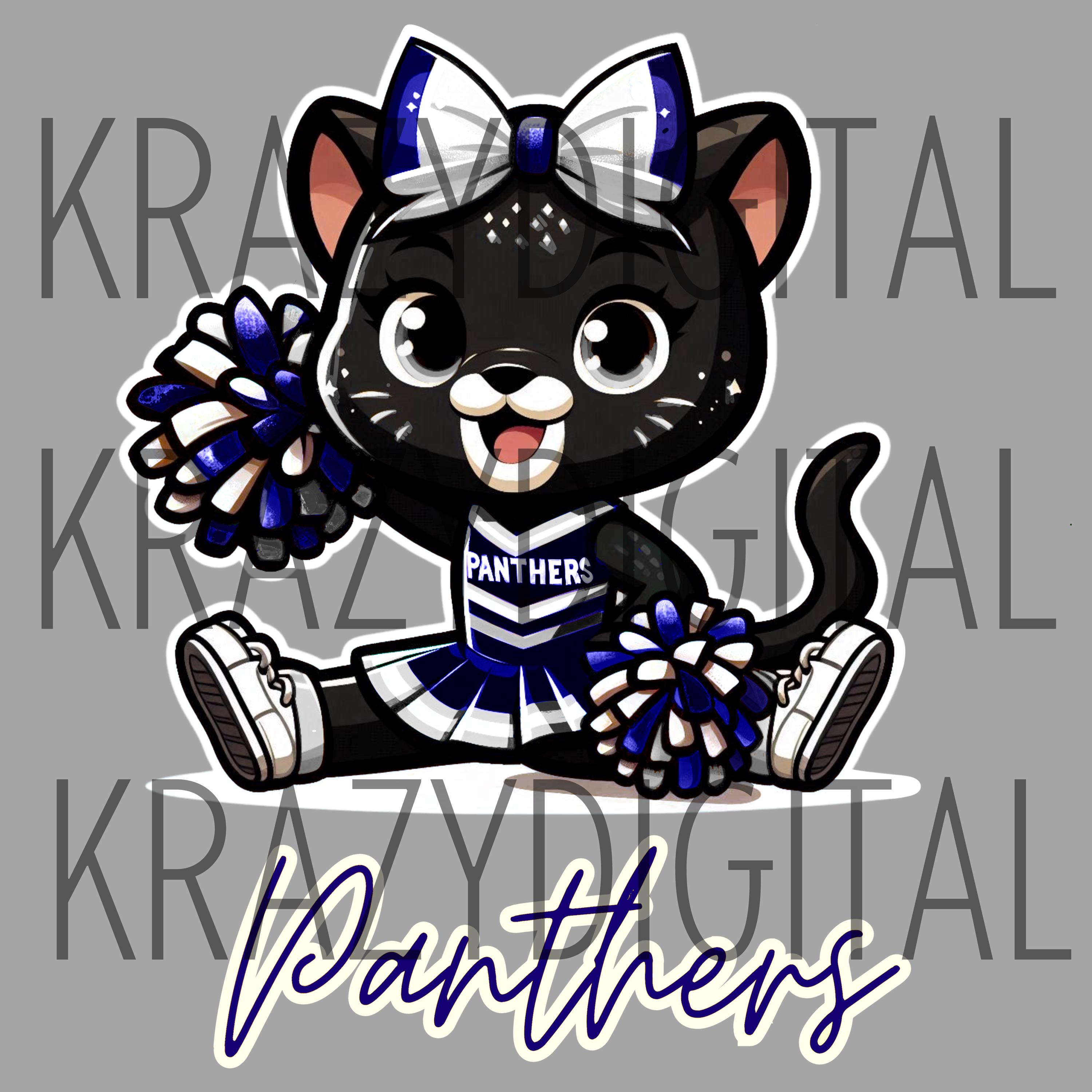 Panthers Navy White Cheerleader PNG, Panthers Cheer Navy PNG, Little ...