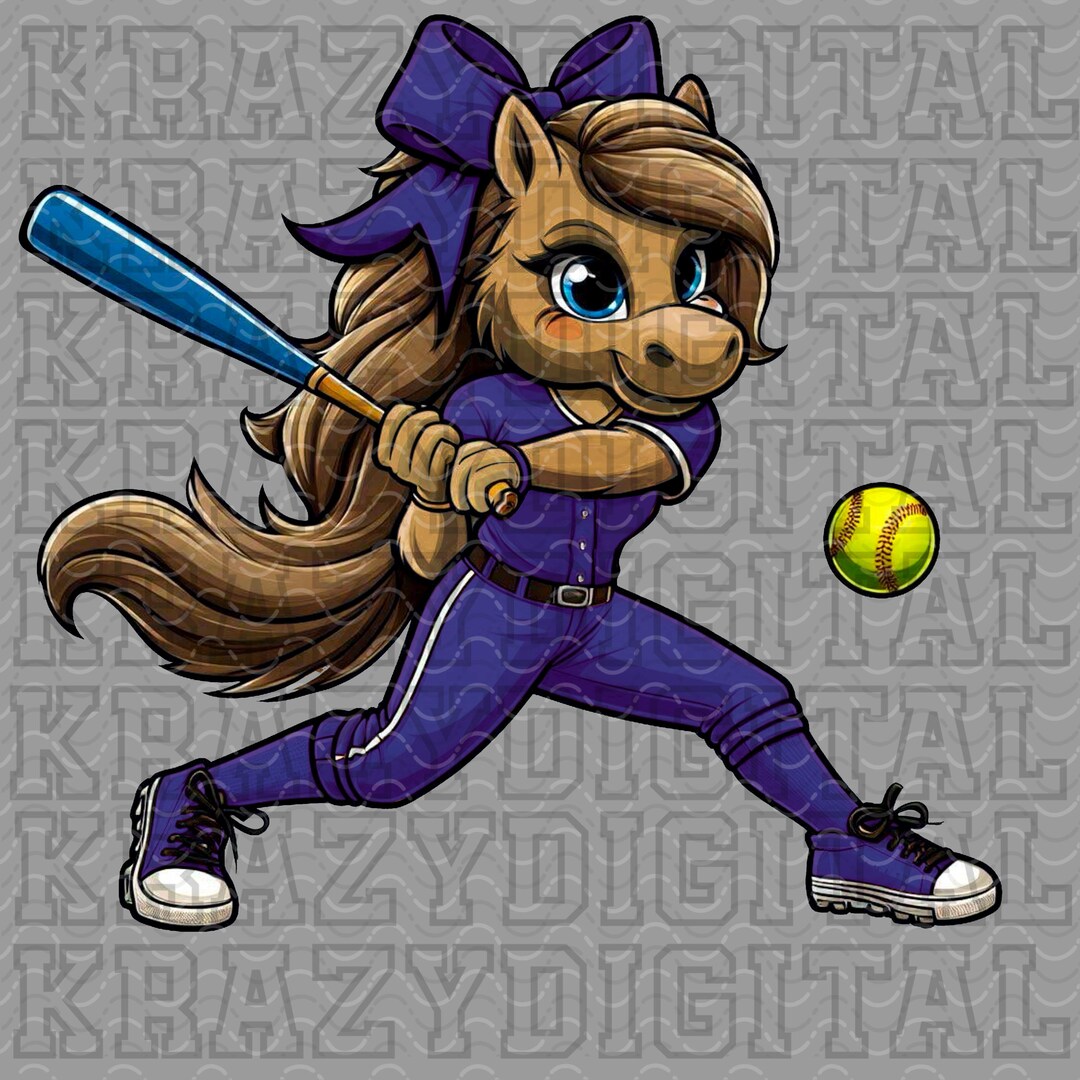 Purple Mustang Softball Mascot PNG, Warhorse Sports Design, Bronco Girl ...