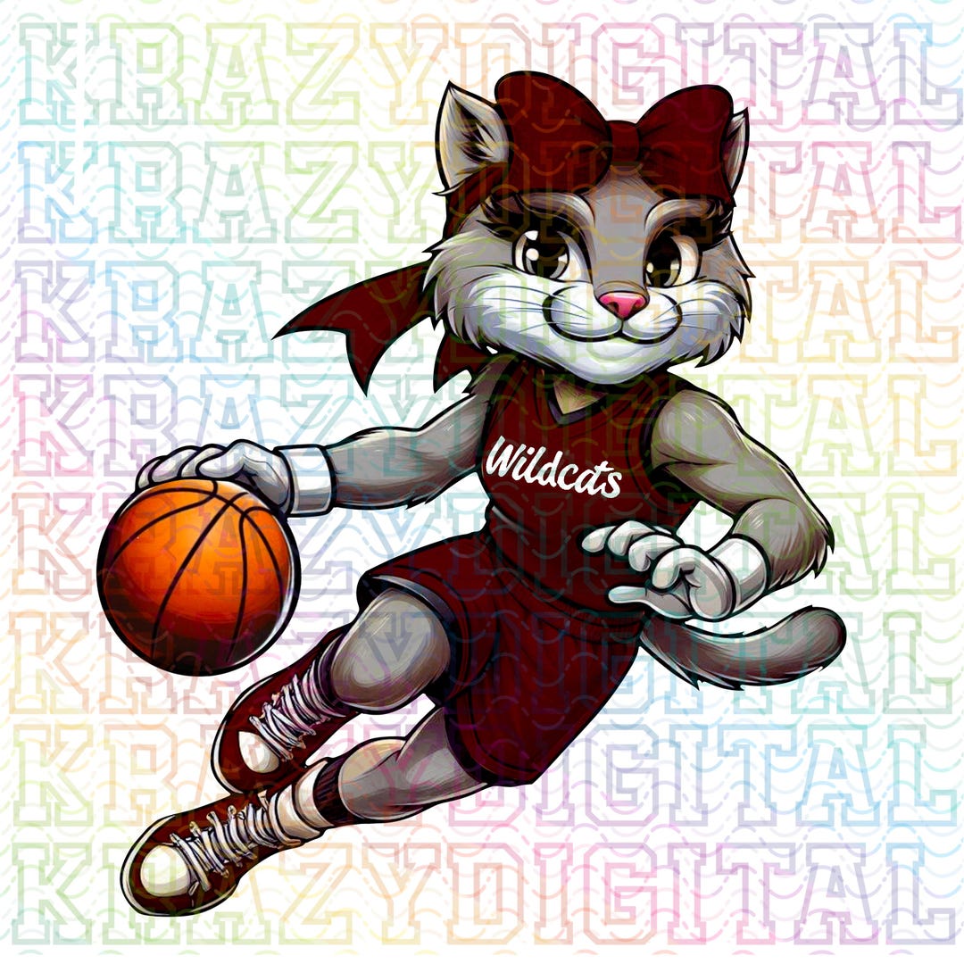 Lady Wildcat Basketball Maroon PNG, School Mascot Design, Wildcat ...