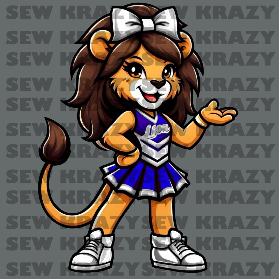 Lions Blue Cheer Mascot PNG, Lions Blue School Mascot, Lions Blue ...