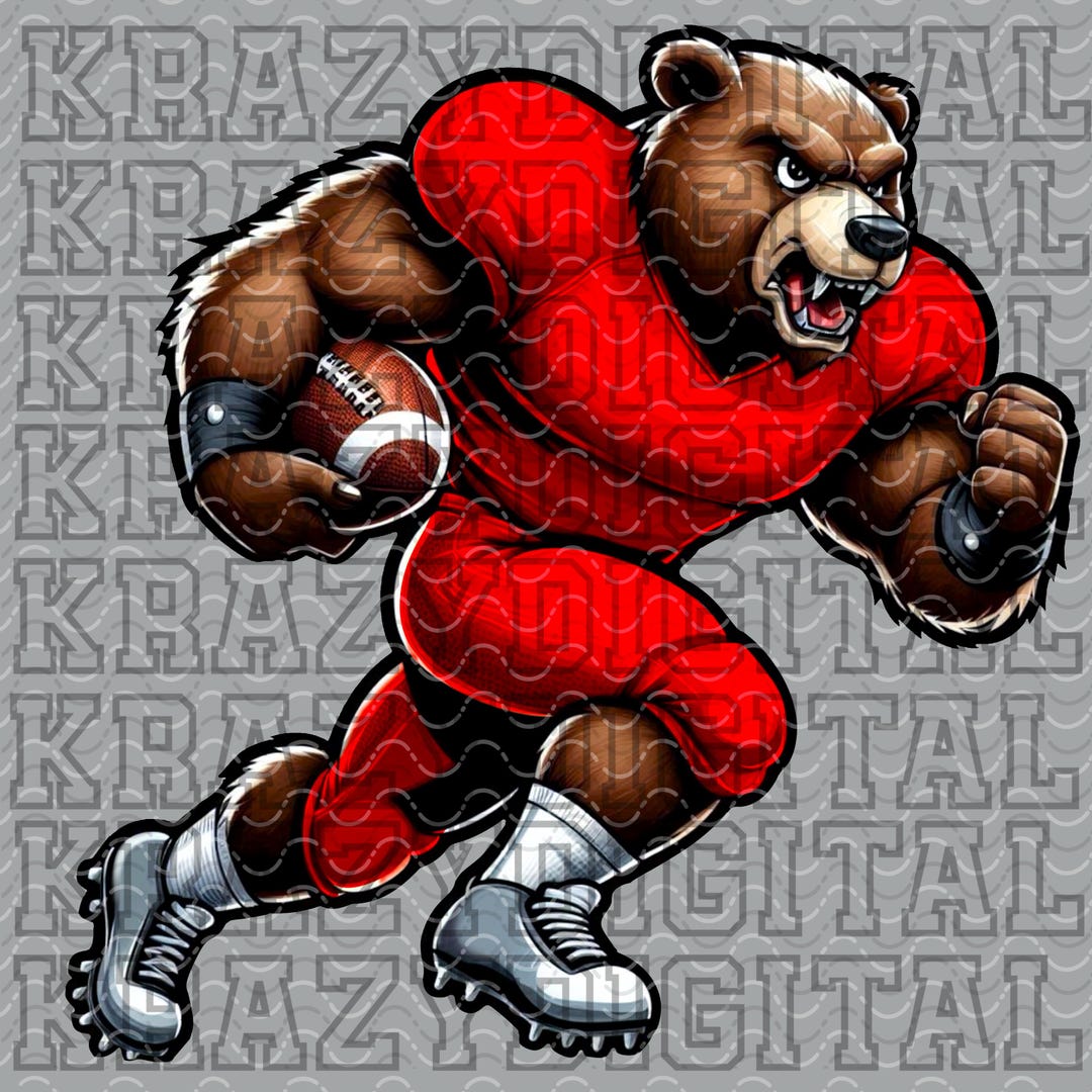 Red Bears Football PNG, Red Bears Mascot Digital Design, Red Boy ...