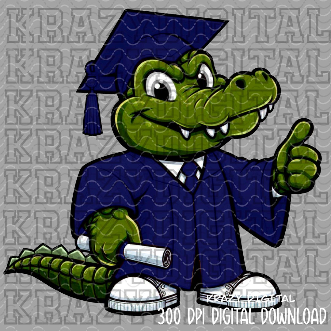 Gator Navy Mascot Graduation PNG, Navy Gown Gator Mascot Graduation ...