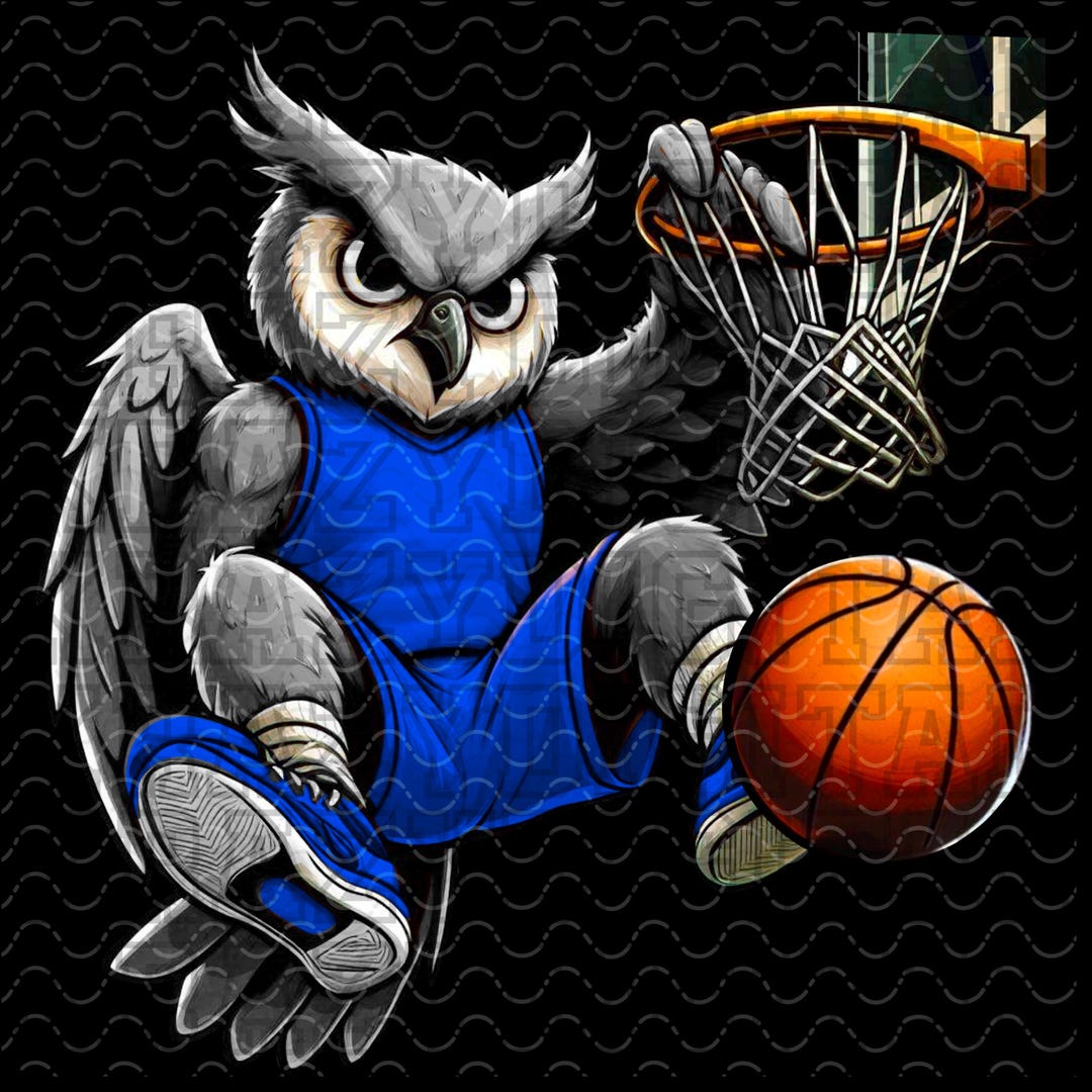 Blue Owls Basketball Boy Mascot PNG, Mens Owl Basketball Digital File ...