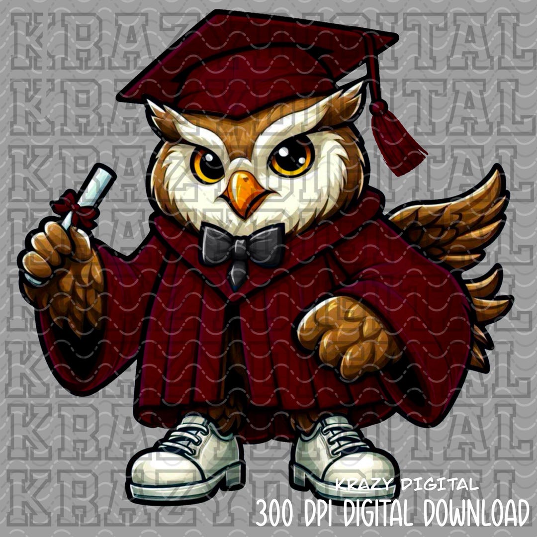 Maroon Graduation PNG, Owl Senior Mascot, Owl Graduation PNG, Maroon ...