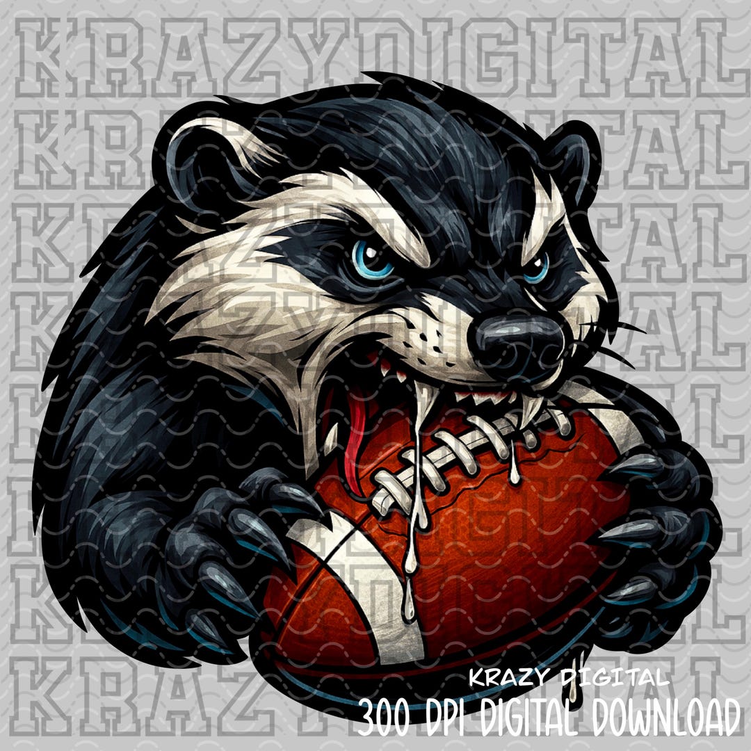 Badger Football PNG, Fierce Badger Spirit Shirt Design, Badger Biting ...