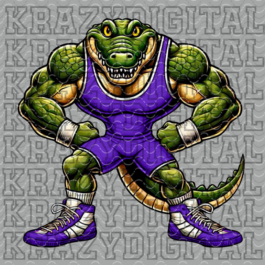 Gators Purple Wrestling PNG, Gators Boy Weight Lifting Mascot ...