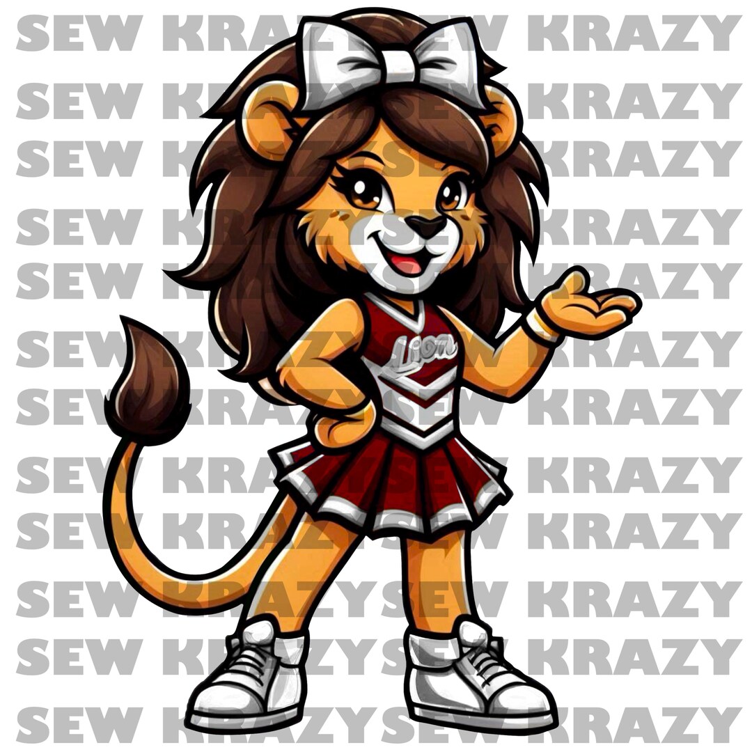 Lions Cheer Mascot PNG, Lions Maroon School Design, Lions Maroon ...