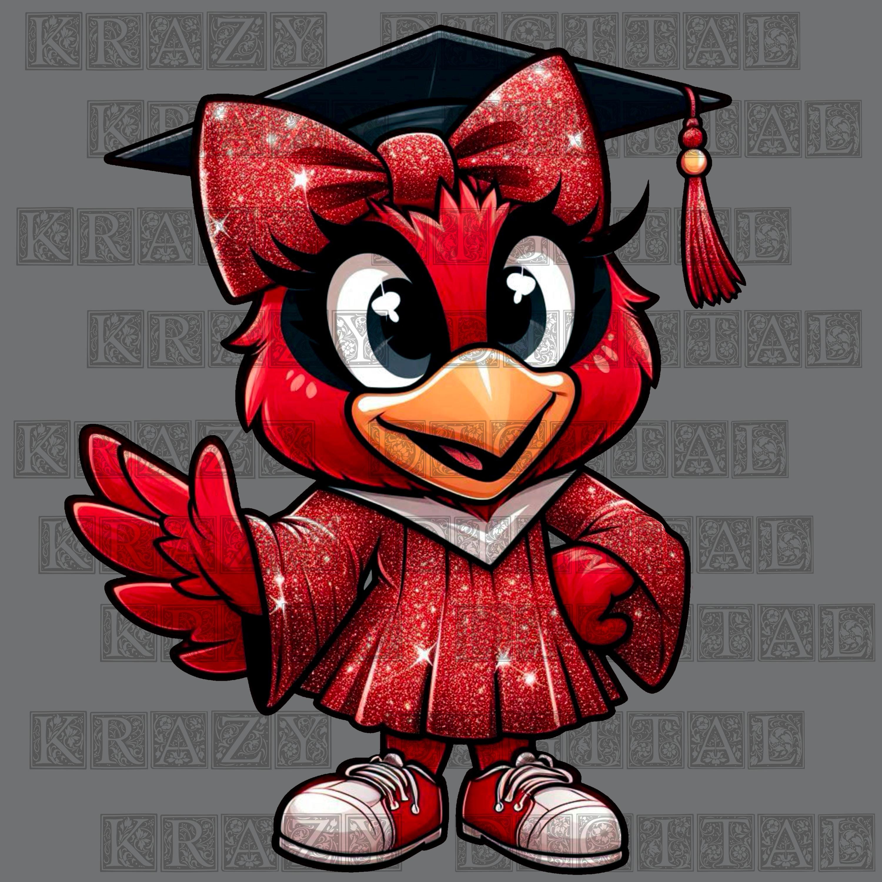 Red Cardinal Senior PNG, Red Cardinal Mascot Gradustion, Red Bird ...