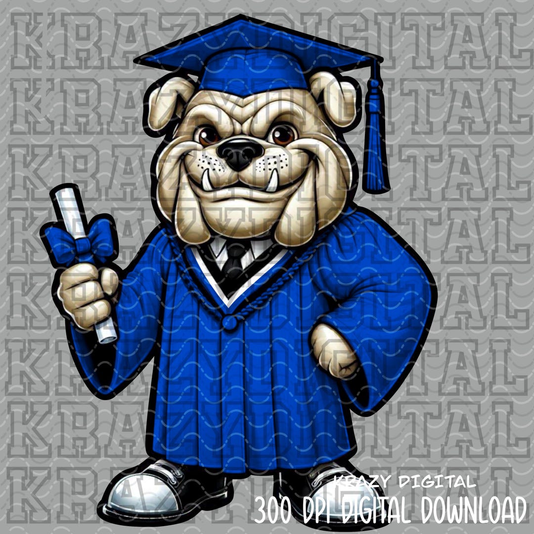 Bulldog Mascot Blue Graduation PNG, Bulldog Mascot Artwork, Bulldog ...