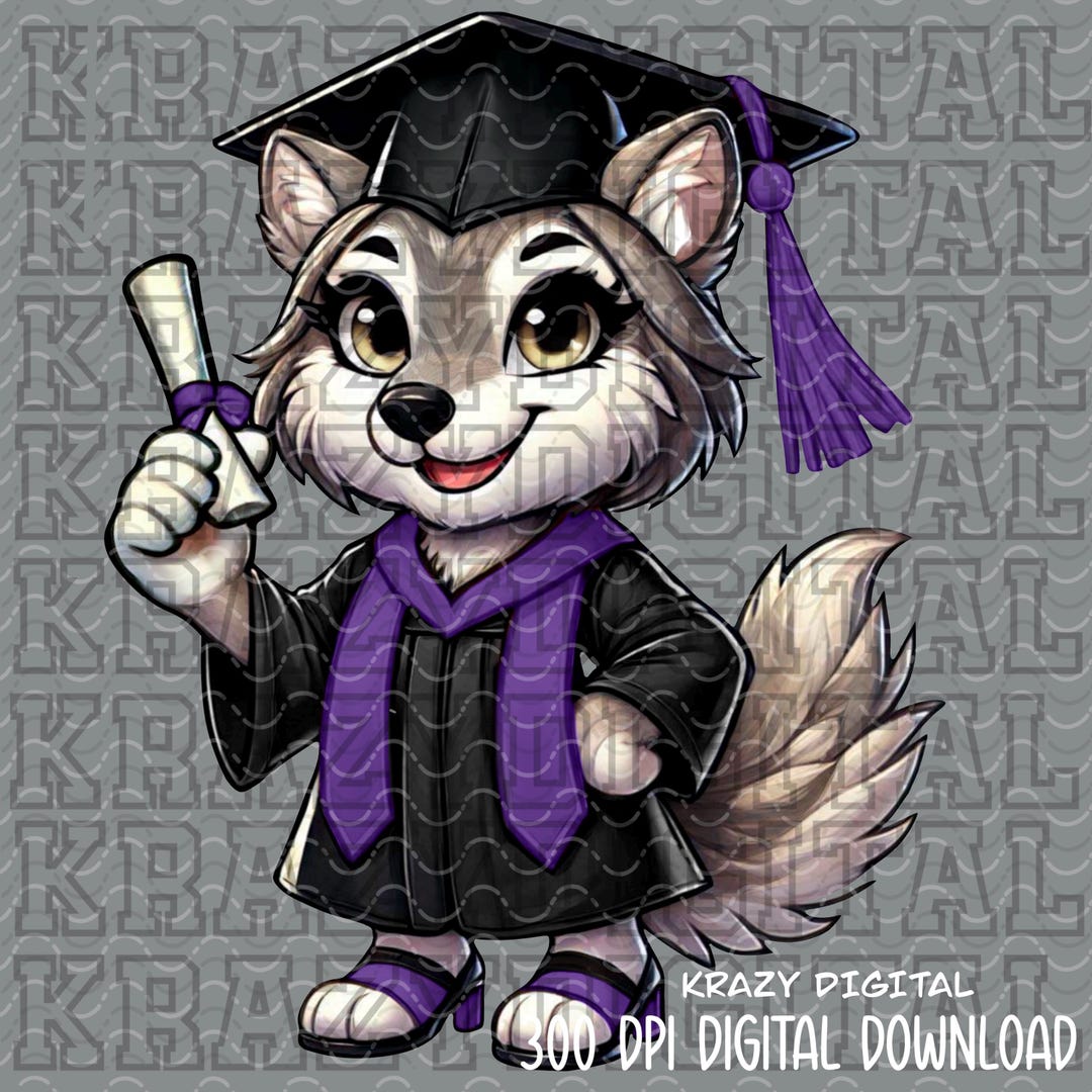 Purple White Mascot Graduation PNG, Husky Senior Mascot, Lobo ...