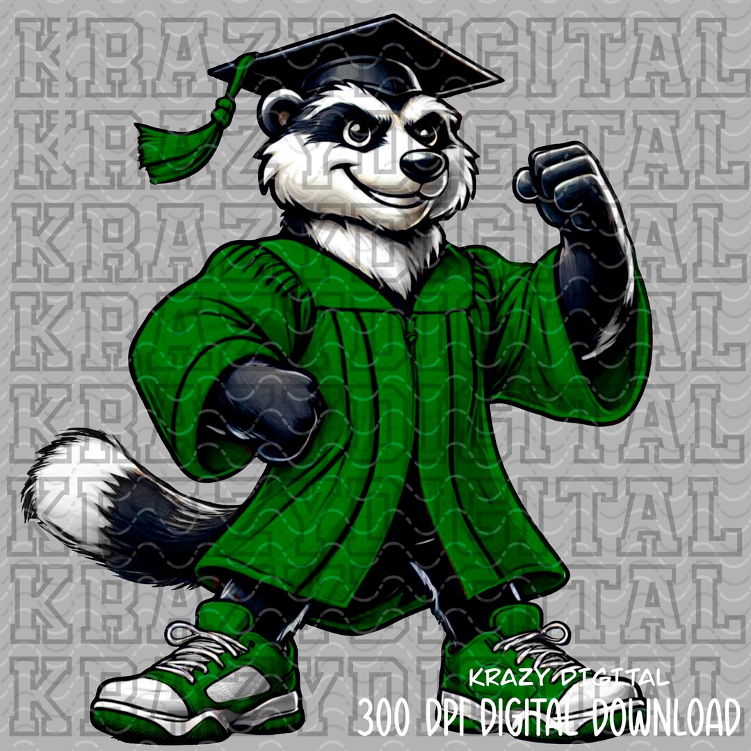 Badgers Green Graduation PNG, Badgers Boy Senior Mascot, Badgers Graduate Strong Mascot, Badger ...
