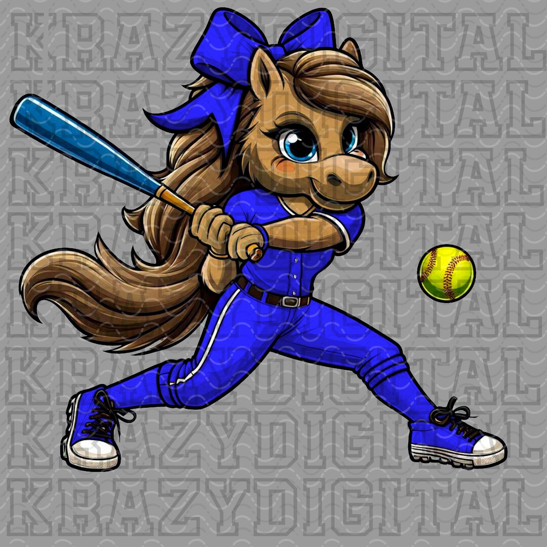 Blue Lady Mustang Softball Mascot PNG, Warhorse Sports Design, Bronco ...
