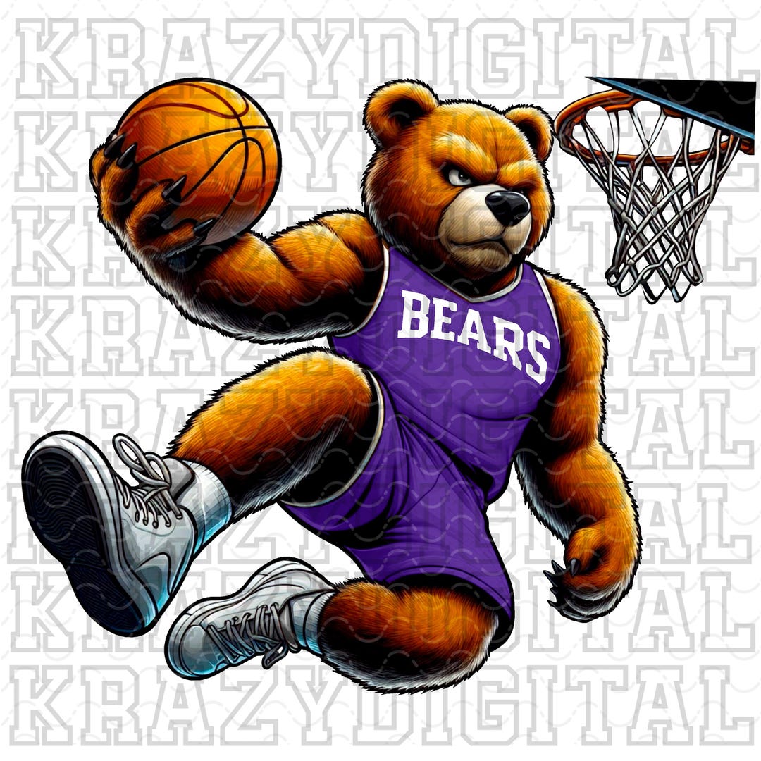 Bears Purple Basketball Mascot PNG, Bears Mascot Artwork, Dunking ...