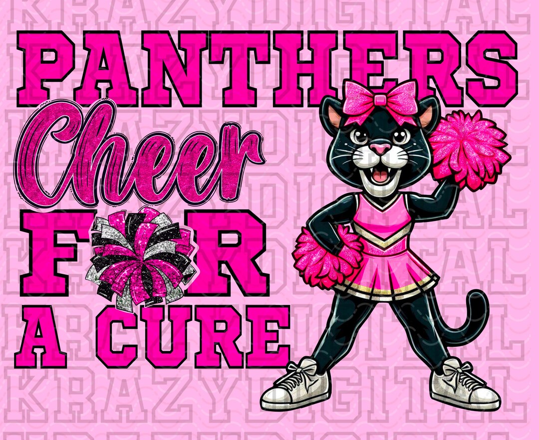Pink Panther for a Cure Cheerleader PNG, Little Panther Cheerleader ...