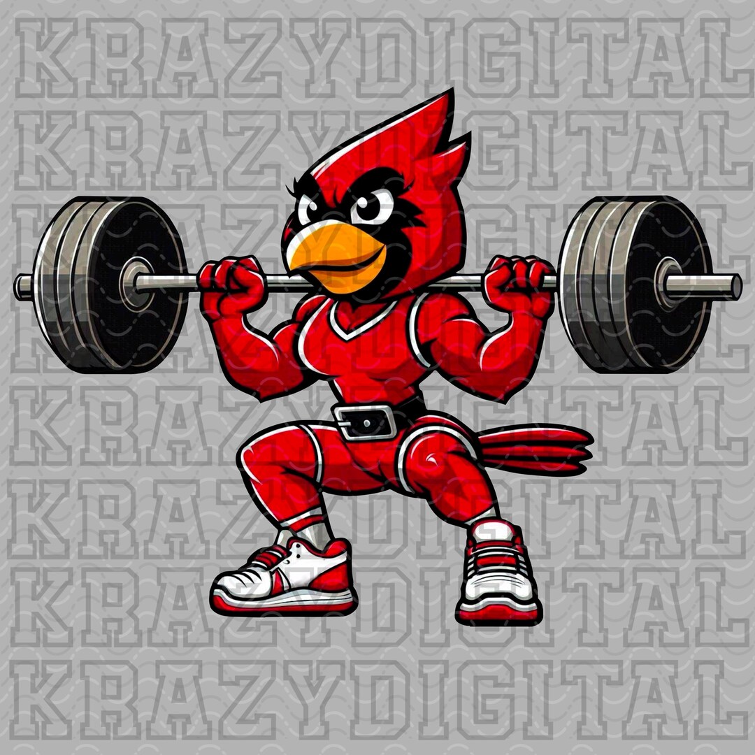 Red Lady Cardinal Powerlifting Mascot PNG, Red Lady Cardinal School ...