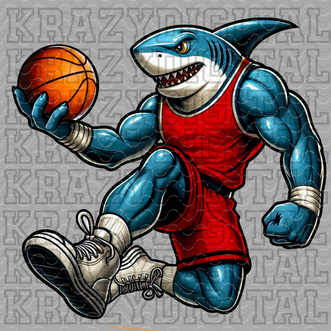 Sharks Red Basketball PNG, Boys Shark Mascot Design, Aquarium Cool ...