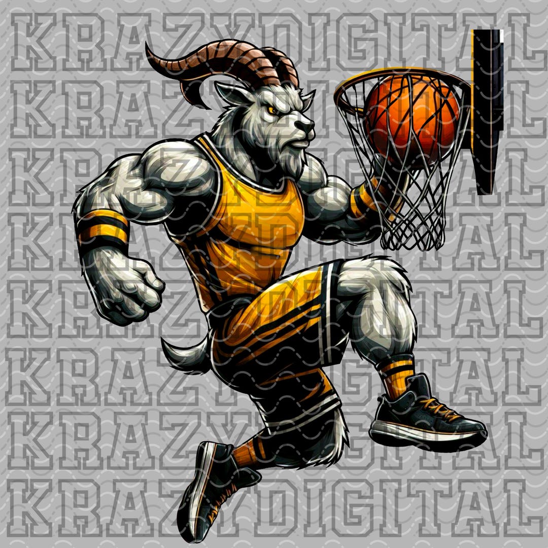 Yellow Goat Mascot PNG, Basketball Sports Design, Dunking Basketball ...