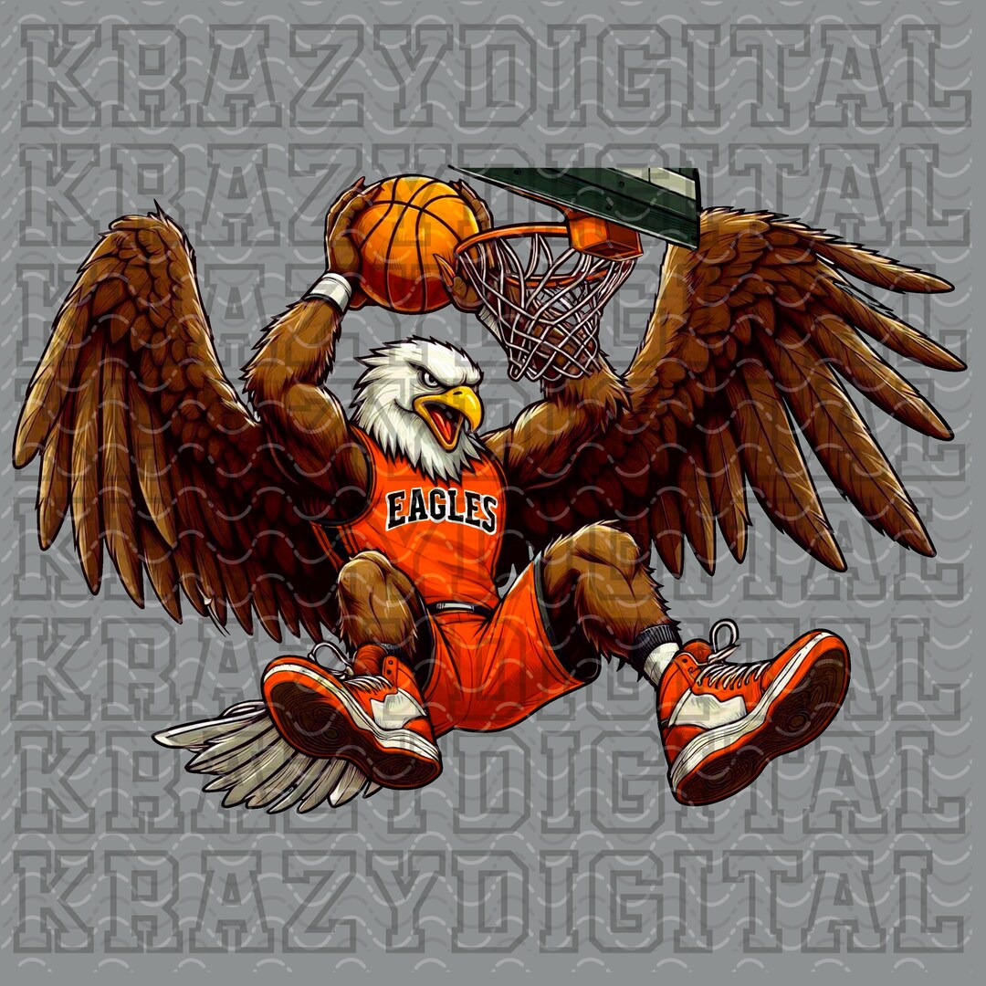 Eagles Orange Basketball Mascot PNG, Eagle Boy Mascot, Eagle Basketball ...
