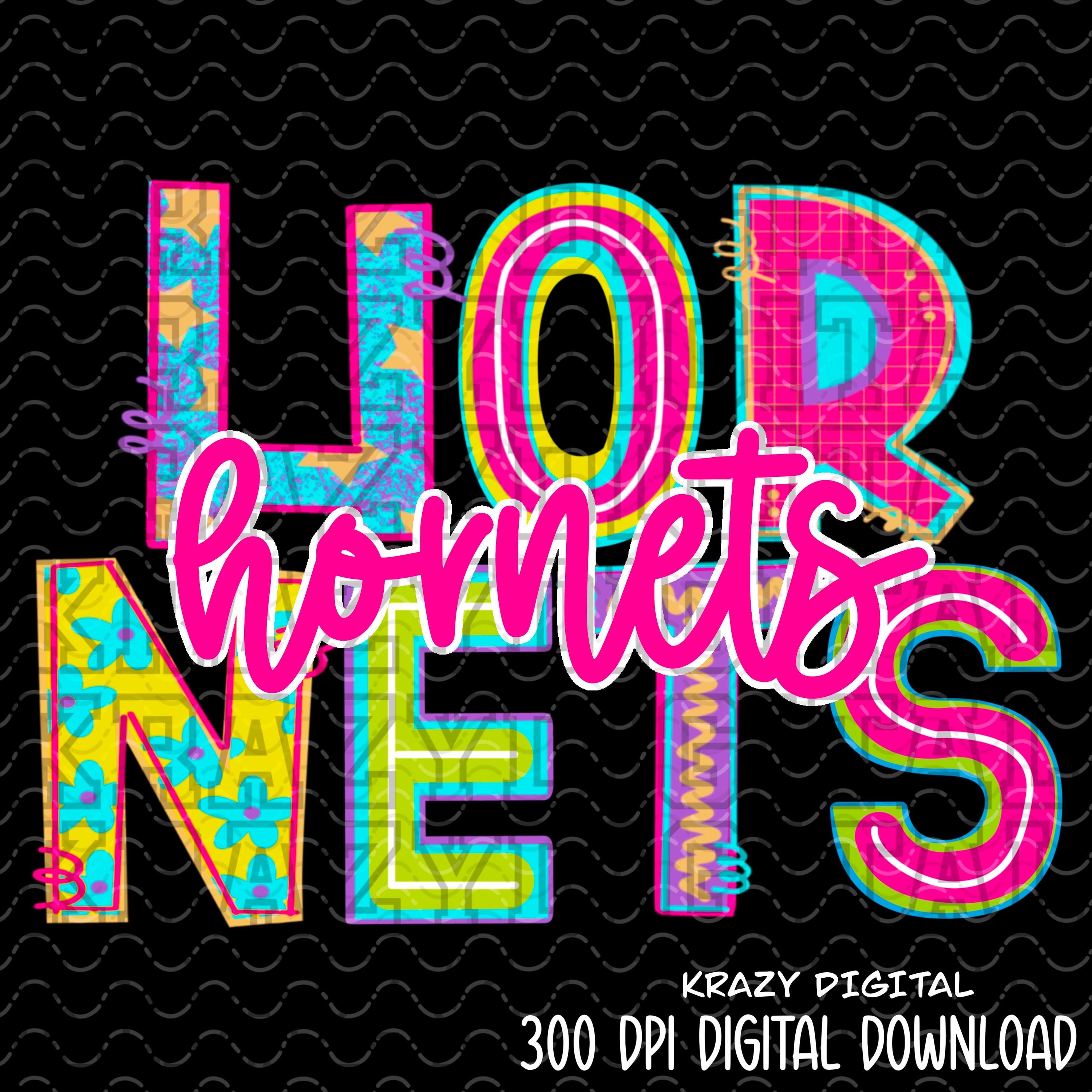 Neon Hornet Sketch Font PNG, Hornets Sister Spirit Digital File, Sports ...