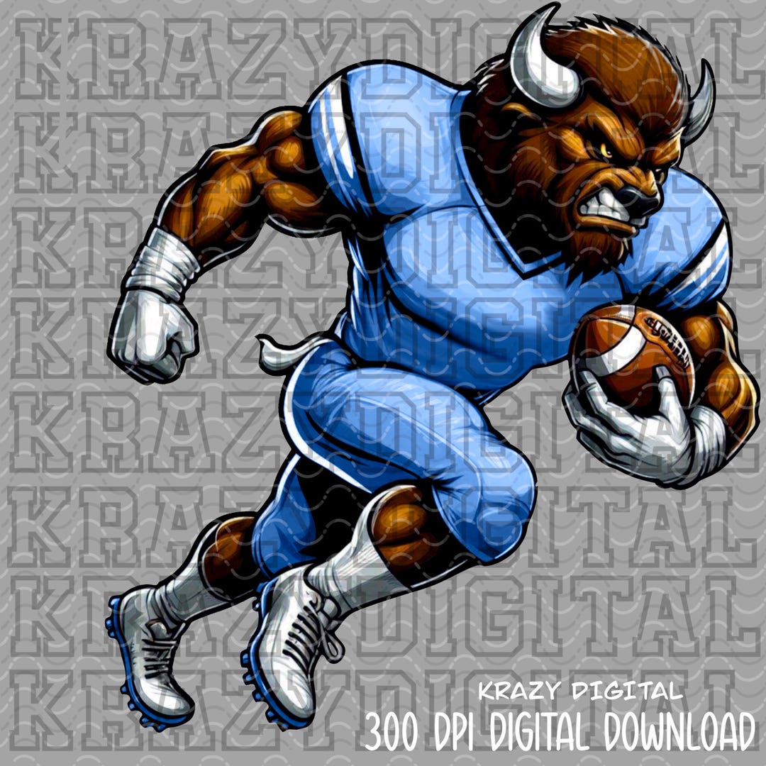 Light Blue Buffalo Football PNG, Zoo Animal Strong Design, Bison ...