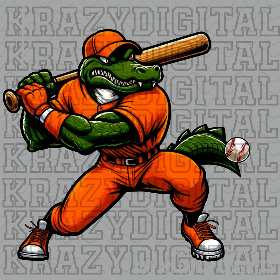 Orange Gator Baseball PNG, Gator Boy Design, Crocodile School Mascot ...