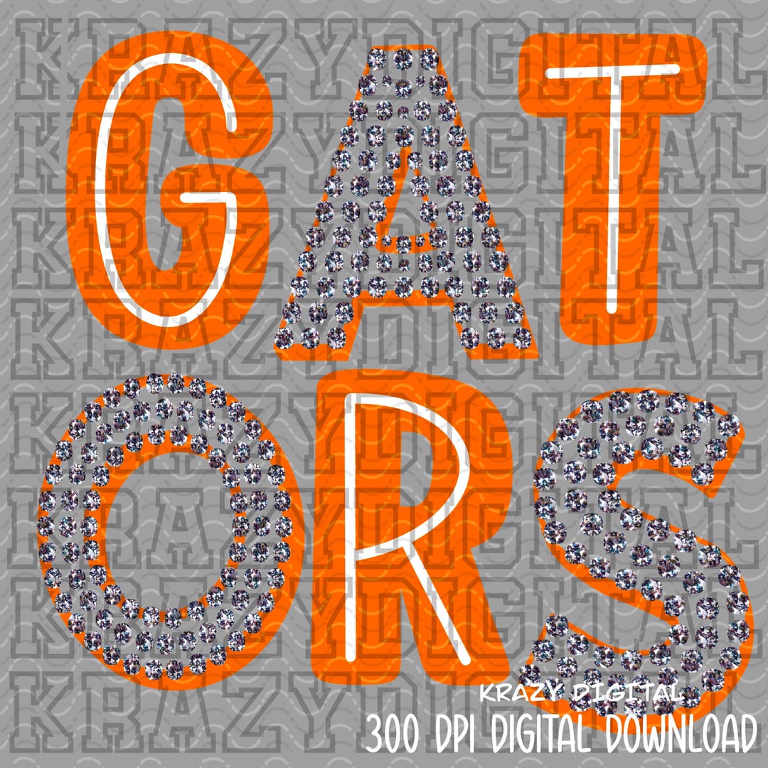 Orange Gators Diamond Cut Mascot PNG, Gator Girly Mascot, Gator Faux ...