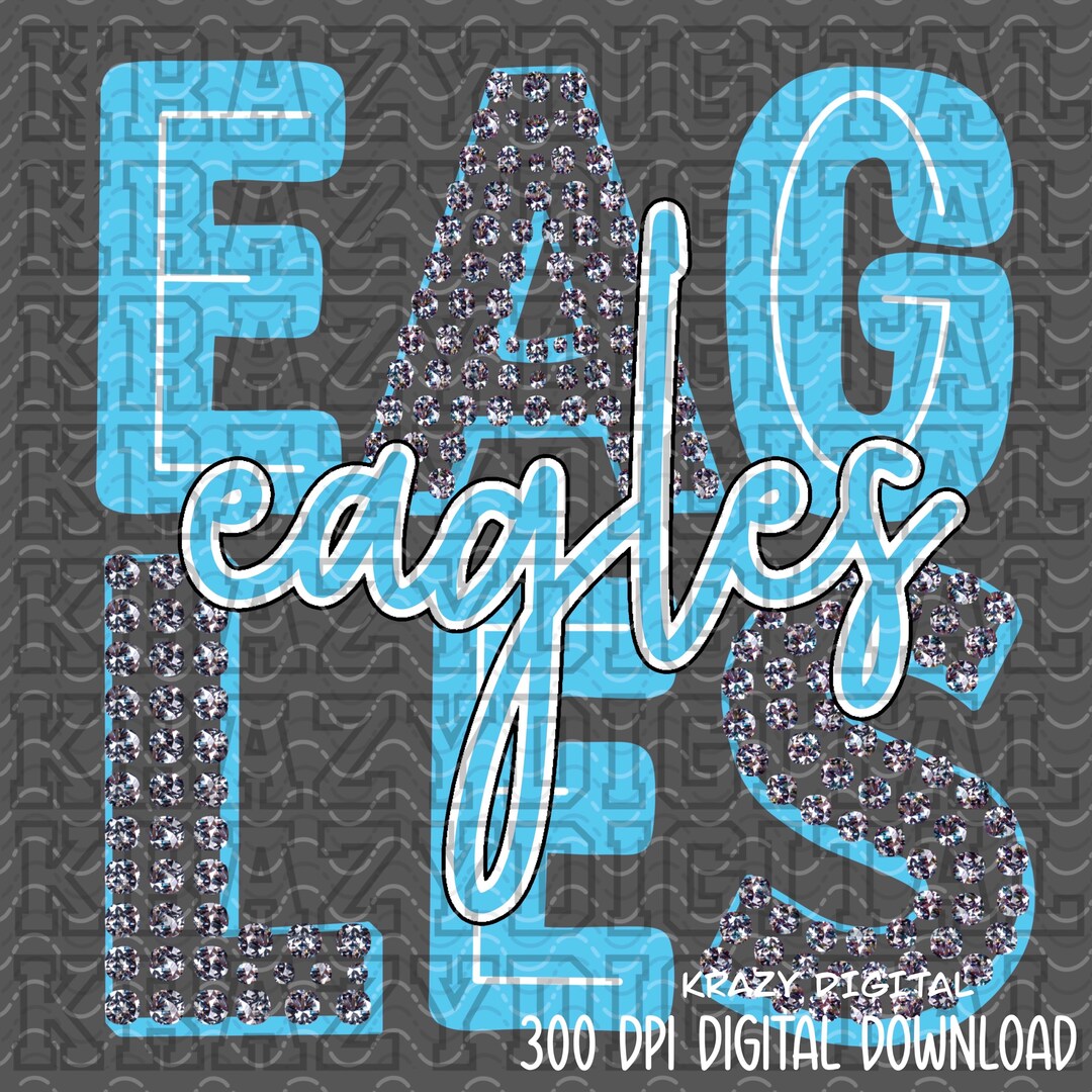 Light Blue Eagles Diamond Cut Mascot PNG, Eagle Girly Mascot, Eagle ...