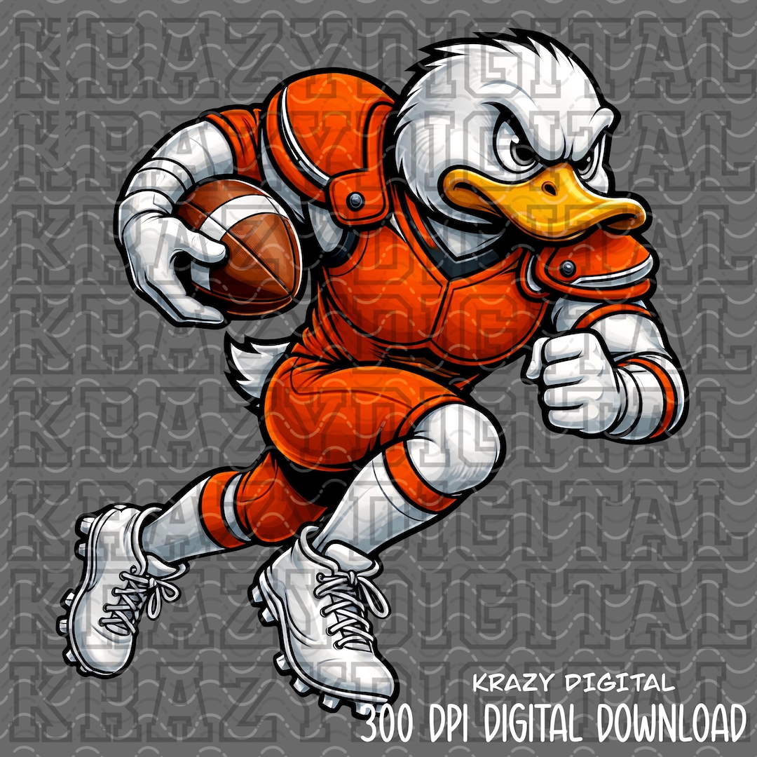 Duck Football Mascot PNG, Orange Mallard Sport Mascot PNG, Boy Athletic ...