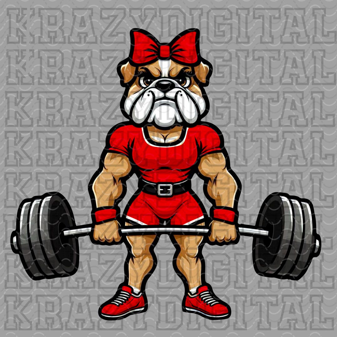 Lady Bulldog Red Powerlifting PNG, Girly Bulldog Sports Design, Strong ...