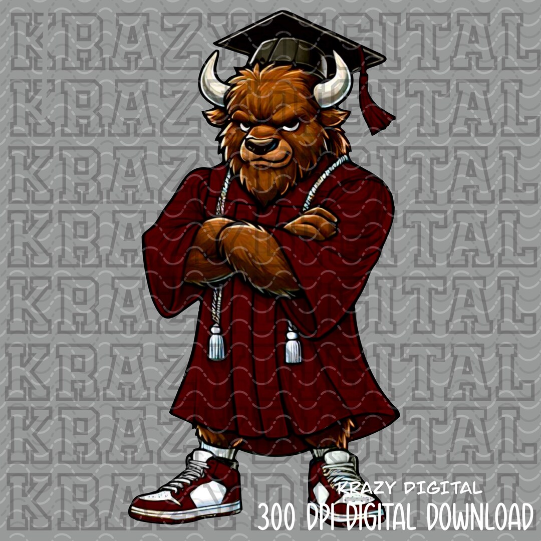 Maroon Buffalo Graduation PNG, Bison Senior 2025, Kindergarten Graduate ...