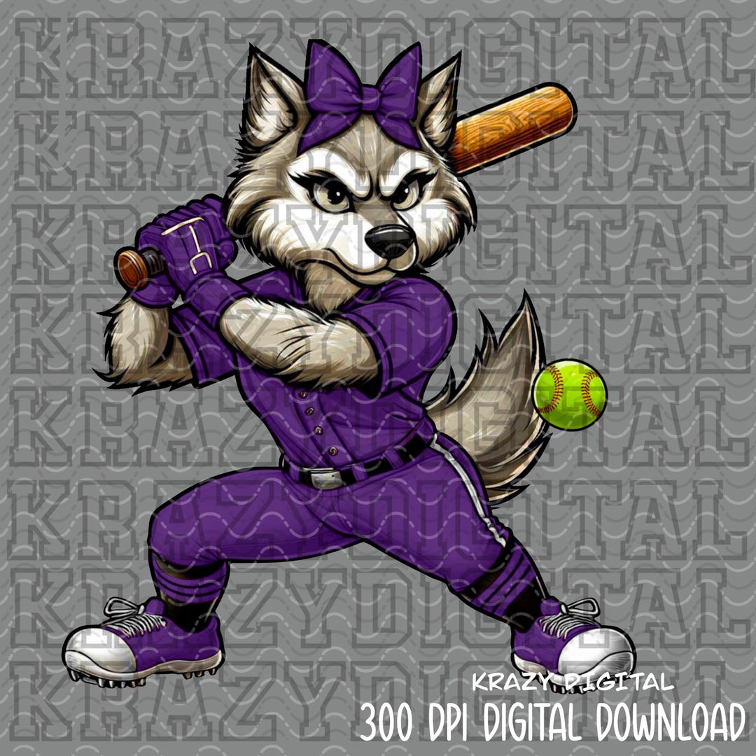 Wolf Purple Softball PNG, Wolf Girly Sport Design PNG, Wolf Mom Spirit ...