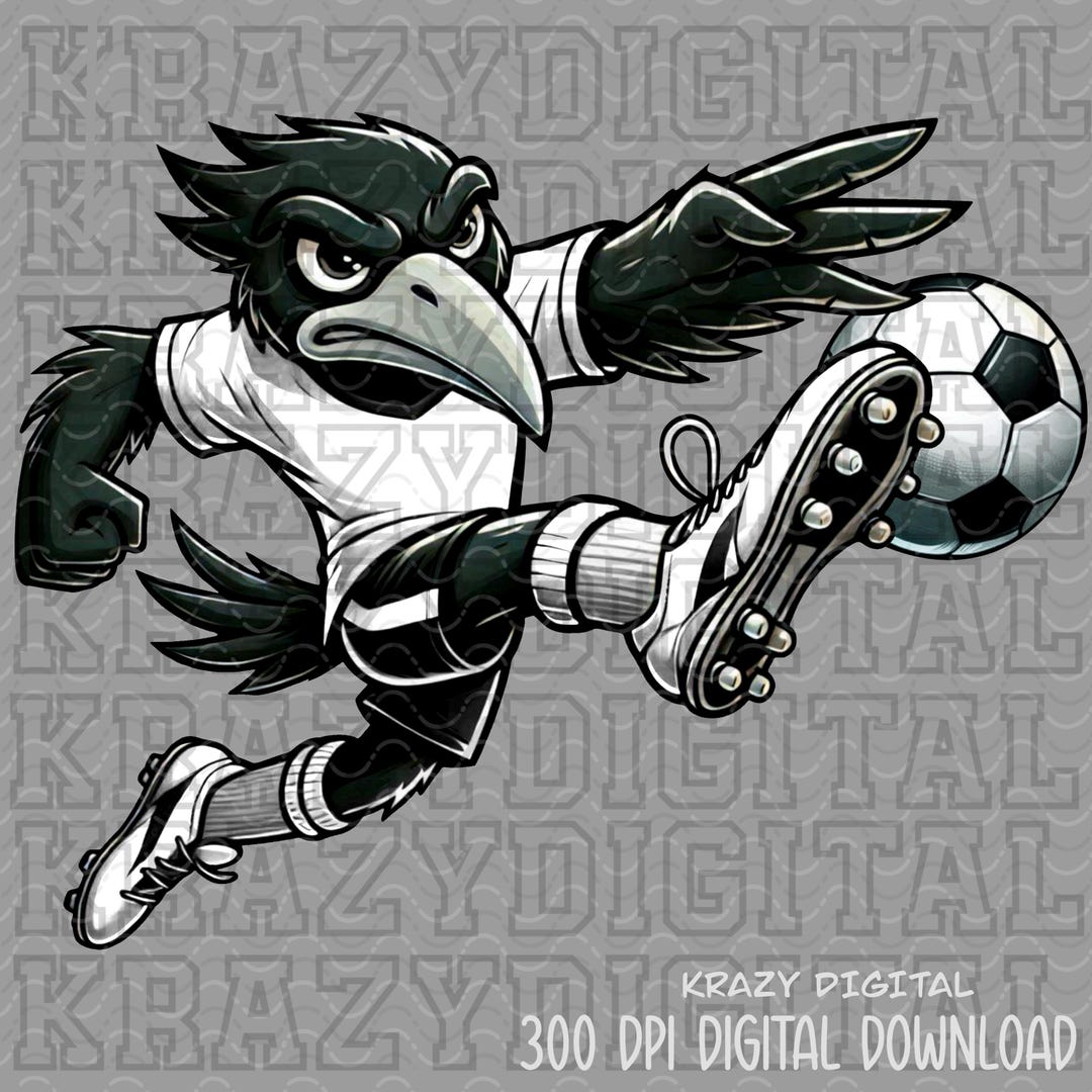 White Raven Soccer Mascot PNG, Raven Mascot Digital File, White Raven ...
