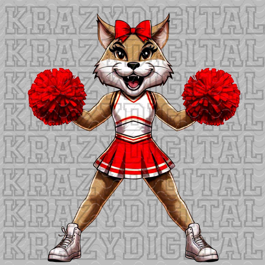 Bobcat Red Cheerleader PNG, Bobcat Dancer Mascot Design, Cougar Red ...
