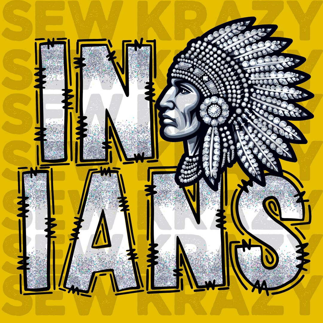 Indians Rhinestone Mascot PNG, Indian Bling Girly PNG, Mom Spirit Shirt ...