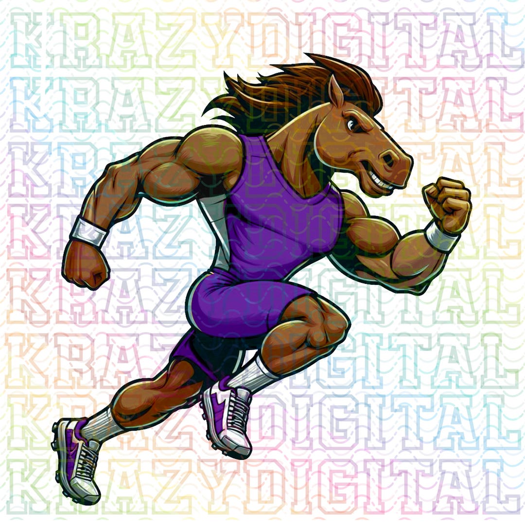 Purple Bronco Track PNG, Mustang Boy Design, Purple Warhorse Digital ...