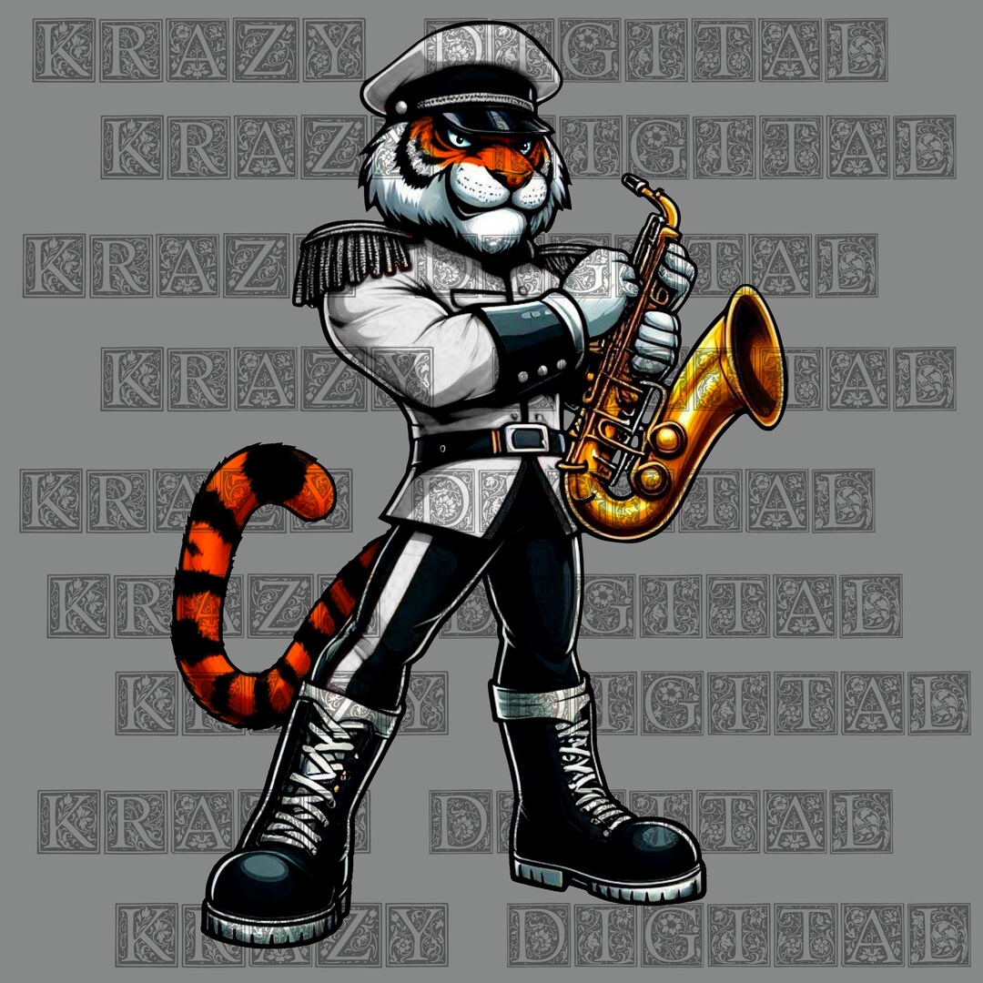 Tiger Band White Mascot PNG, Tiger Band Mascot Digital, Tiger Band ...