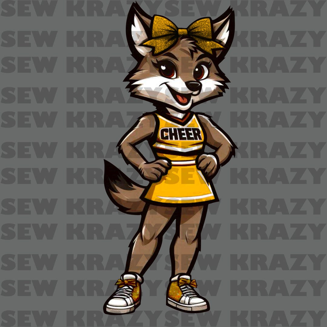 Yellow Coyote Cheerleader PNG, Yellow Cheer Coyote Design, Yellow Girly ...