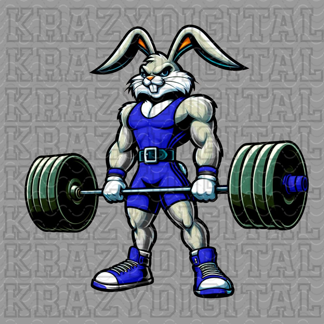 Jackrabbit Blue Powerlifting PNG, Dunking Rabbit Fun Design, Blue ...